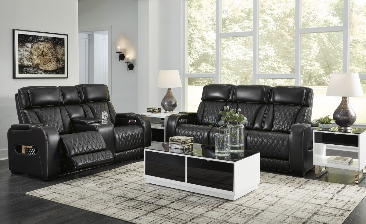 Boyington Black 2-Piece Leather Power Reclining Living Room Set