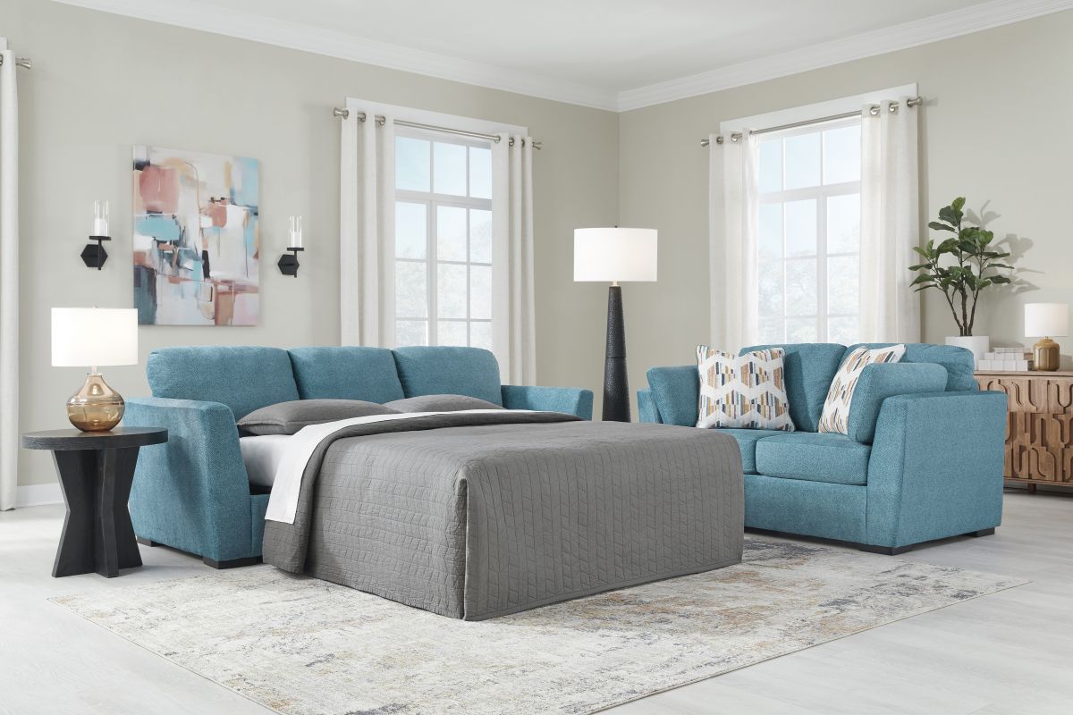 Keerwick Teal Queen Sofa Sleeper - Sofa Sleepers | Furniture Deals Online