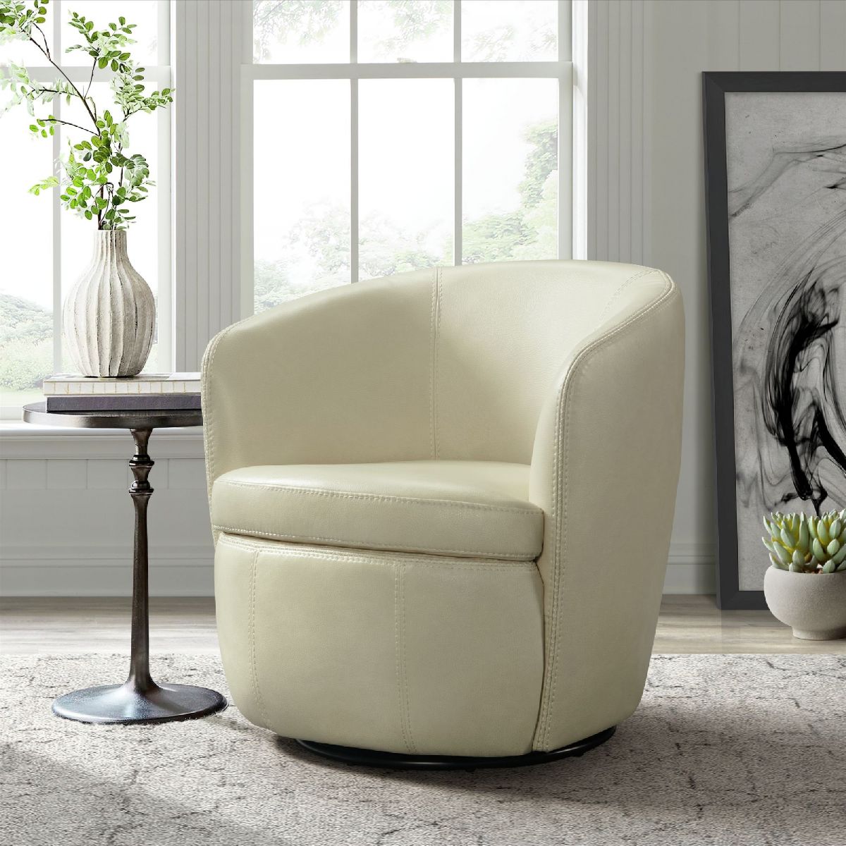 Vito Cream Swivel Chair - Chairs | Furniture Deals Online